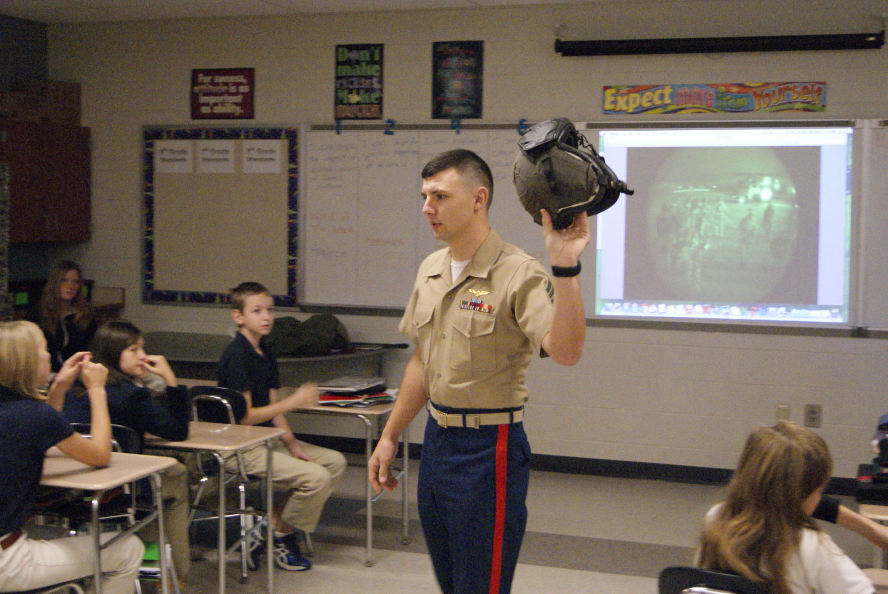 Marine Corps sergeant visits Galion Middle School